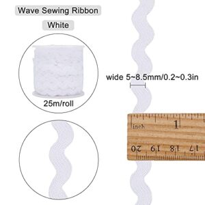 GORGECRAFT 1 Roll 27yd/25m RIC Rac Trim Ribbon Wave Sewing Bending Fringe Trim 5mm/0.2 inch for Sewing Flower Making Wedding Party Lace Ribbon Craft (White)