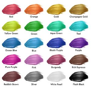 Metallic Acrylic Paint Set, Shuttle Art 20 Colors Metallic Paint in Bottles (60ml, 2oz) with 3 Brushes and 1 Palette, Rich Pigments, Non-Toxic for Artists, Beginners on Rocks Crafts CanvasWood Fabric