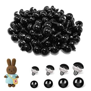 800 pcs safety eyes black plastic eyes with washers for stuffed crochet animal crafts doll making supplier bulk (4 sizes)