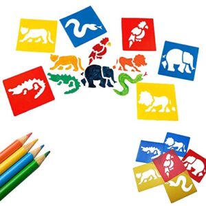 Lependor 36 Pieces Plastic Drawing Painting Stencil Templates for Kids Crafts - Washable Template for School Projects - Random Colors