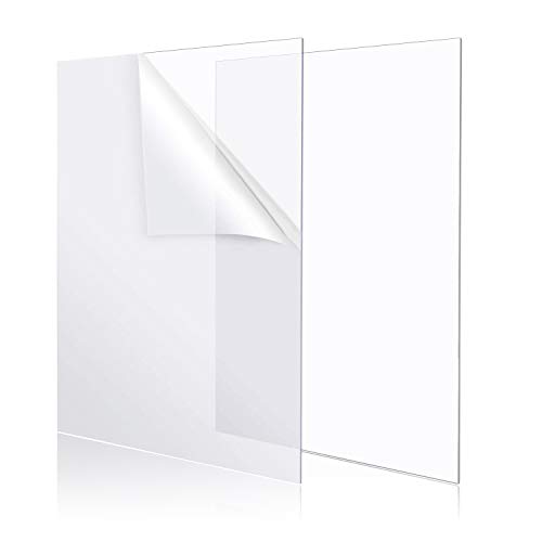 YSTIME 8" x 12" Clear Acrylic Sheet Plexiglass Plastic Sheet for Crafts Transparent Acrylic Board with Protective Paper for Craft, Windows, Frame, DIY Display Projects, Pack of 2