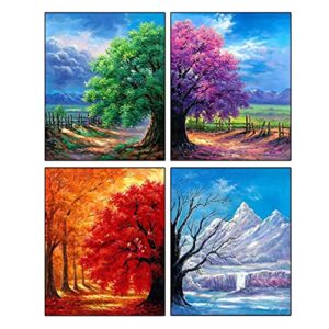 muzagroo art 4 pack 5d diamond painting kits for adults diy drill diamond art kits 4 seasons wall art for living room diamonds arts and crafts by numbers for beginners