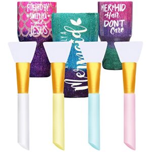 silicon epoxy brushes set for making epoxy glitter tumblers, reusable flexible epoxy application sticks for spreading an even coat of epoxy resin on tumblers and cups (pack of 4)