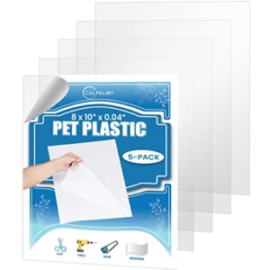 5 pack of 8×10” pet sheet/plexiglass panels 0.04” thick; use for crafting projects, picture frames, cricut cutting and more; protective film to ensure scratch and damage free sheets