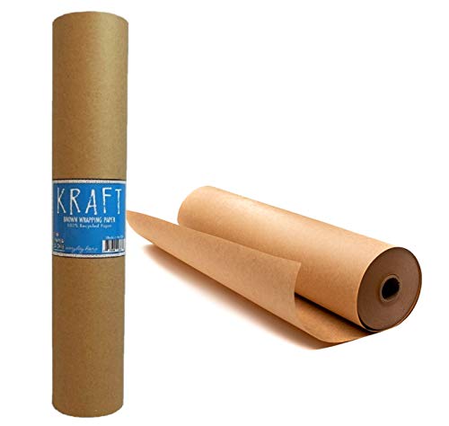 Kraft Brown Wrapping Paper Roll 30" x 1,200" (100 ft) – 100% Recyclable Craft Construction and Packing Paper for Use in Moving, Bulletin Board Backing and Paper Tablecloths