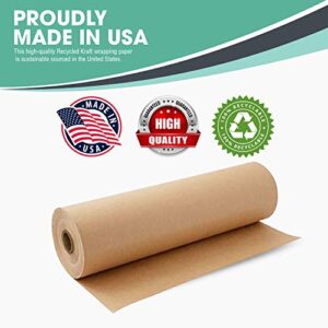 Kraft Brown Wrapping Paper Roll 30" x 1,200" (100 ft) – 100% Recyclable Craft Construction and Packing Paper for Use in Moving, Bulletin Board Backing and Paper Tablecloths