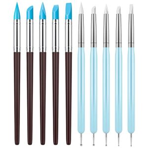 clatoon 10pcs silicone clay sculpting tool, modeling dotting tool & pottery craft use for diy handicraft, silicone brush, sculpture pottery, nail art