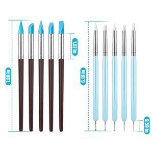 Clatoon 10Pcs Silicone Clay Sculpting Tool, Modeling Dotting Tool & Pottery Craft use for DIY Handicraft, Silicone Brush, Sculpture Pottery, Nail Art