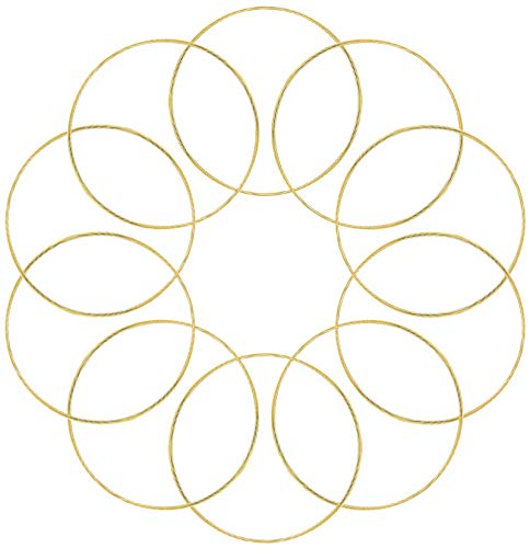 Coceca 10pcs 6 Inch Gold Metal Rings for Crafts Dream Catcher Ring, Metal Hoops for Dream Catcher and Crafts Centerpiece Table Decorations