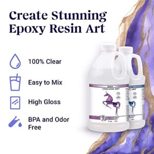 Crystal Clear Epoxy Resin Kit - 1 Gallon Craft Resin Epoxy Kit (.5gal Resin + .5gal Hardener) High Gloss UV Resistant Odor-Free Art Resin, BPA-Free and Non-Toxic Epoxy Resin Clear Formula 1gal