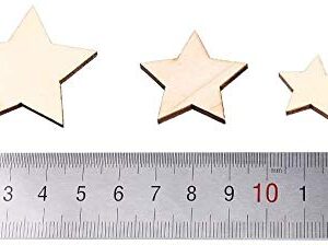 DERAYEE 100 Pcs Unfinished Wooden Stars Ornaments, Assorted Size Cutout Blank Wood Pieces Star for Christmas Wedding Party DIY Crafts