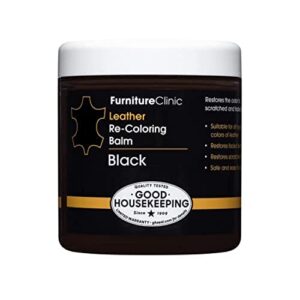 furniture clinic the original leather re-coloring balm 16 color options – leather repair kit for furniture – restore couches, car seats, clothing – non-toxic leather repair cream (black)