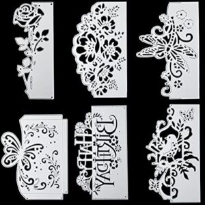 6 piece metal die cut assorted flower cut dies birthday and butterfly die cut lace bird template greeting cards diy cut template scrapbook album paper cards embossed decor, 6 styles()