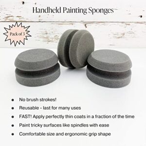 Chalk Style Painting Sponges - Set of 3-4” Round Reusable Handheld Sponge for Smooth Furniture Paint & Top Coat Application with No Brush Strokes - Washable Multi-Use Paint Applicator