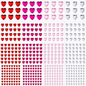 516 pieces acrylic heart gems rhinestone sticker heart crystal gems sticker self-adhesive rhinestone sticker flat back heart rhinestones for wedding decoration diy crafts jewelry making