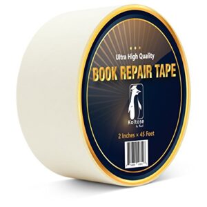 white bookbinding tape, white cloth book repair tape for bookbinders, semi-transparent hinging tape, craft tape, 2″ inches by 45′ feet, acid free and archival safe tape for crafts & book repair