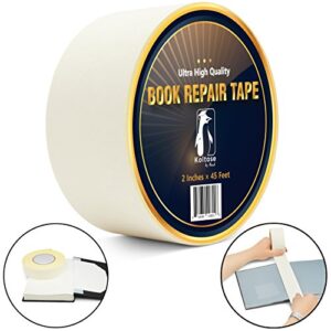 White Bookbinding Tape, White Cloth Book Repair Tape for Bookbinders, Semi-Transparent Hinging Tape, Craft Tape, 2" Inches by 45' Feet, Acid Free and Archival Safe Tape for Crafts & Book Repair