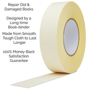 White Bookbinding Tape, White Cloth Book Repair Tape for Bookbinders, Semi-Transparent Hinging Tape, Craft Tape, 2" Inches by 45' Feet, Acid Free and Archival Safe Tape for Crafts & Book Repair