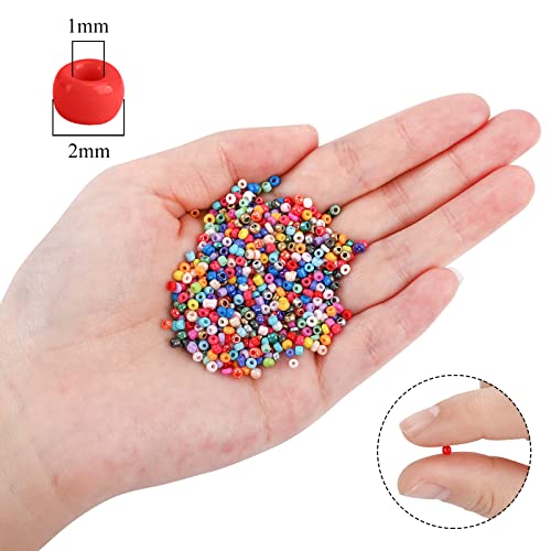 DICOBD 31200pcs 2mm Small Glass Seed Beads, 24 Color Craft Beads for Bracelets Jewelry Making and Crafts, with a Storage Box