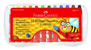 faber-castell beeswax crayons in durable storage case, 12 vibrant colors