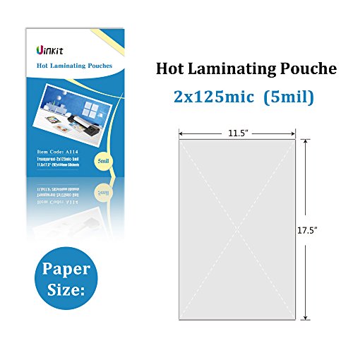 Uinkit Hot Thermal Laminating Pouches 5Mil Thick for Extra Protection 11.5x17.5 inches Laminating Sheets for Sealed 11x17inches Document and Photo 50 Pack A3 Menu Taloid Size