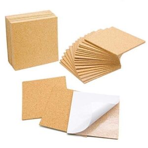 blisstime 36 pcs self-adhesive cork sheets 4″x 4″ for diy coasters, cork board squares, cork tiles, cork mat, mini wall cork board with strong adhesive-backed