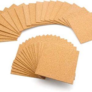 Blisstime 36 PCS Self-Adhesive Cork Sheets 4"x 4" for DIY Coasters, Cork Board Squares, Cork Tiles, Cork Mat, Mini Wall Cork Board with Strong Adhesive-Backed