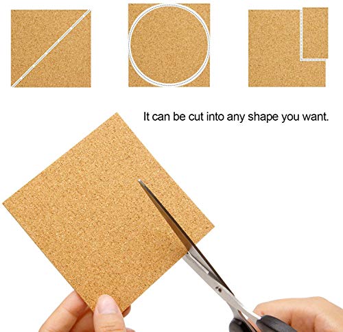 Blisstime 36 PCS Self-Adhesive Cork Sheets 4"x 4" for DIY Coasters, Cork Board Squares, Cork Tiles, Cork Mat, Mini Wall Cork Board with Strong Adhesive-Backed