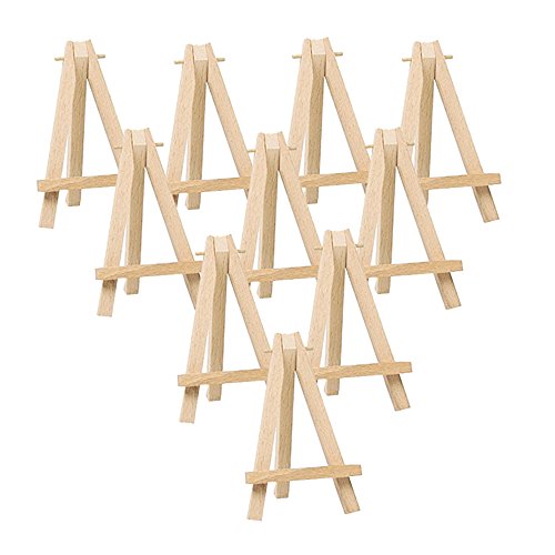 Mayitr 10pcs Mini Wooden Artist Easel Triangle Cards Stand Display Wedding