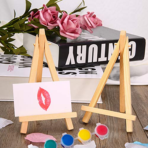 Mayitr 10pcs Mini Wooden Artist Easel Triangle Cards Stand Display Wedding