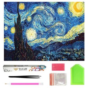 full drill 5d diamond painting 20x16 inch, oway paint by number kits starry night diamond painting kits for home wall decor