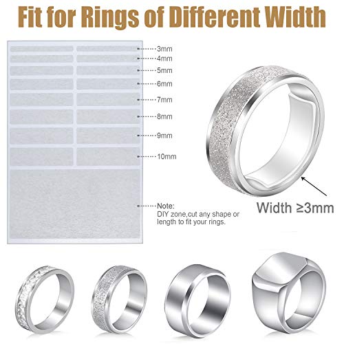 Blulu Ring Size Adjuster Loose Rings Adjuster Invisible Ring Sizer with Clean Cloth for Wide Ring Fixing, 5 Sheets (85 Pieces Totally)