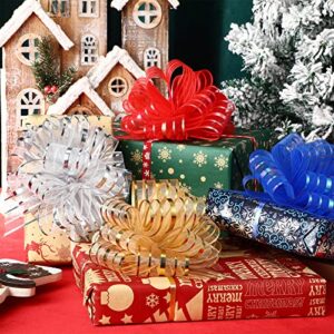 24 Pieces Pull Bow Mixed Color Large Organza Pull Bow Present Wrapping Pull Bow with Ribbon for Wedding Present Baskets (Multicolored)