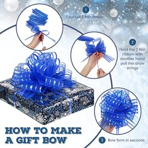 24 Pieces Pull Bow Mixed Color Large Organza Pull Bow Present Wrapping Pull Bow with Ribbon for Wedding Present Baskets (Multicolored)