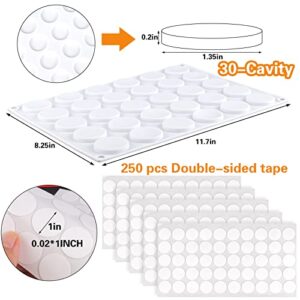 Palksky Wax Seal Mat for Wax Sealing Stamp, 30-Cavity Wax Seal Molds Silicone with 250 PCS Removable Adhesive Dots for DIY Craft Adhesive Waxing