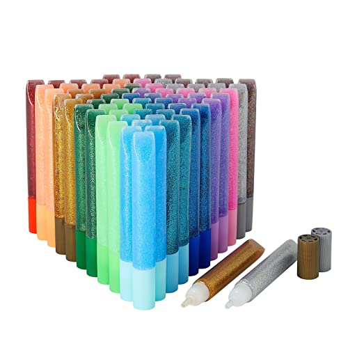 72 Pack Glitter Glue Pens, Rainbow Glue Stick Set for Arts and Crafts Projects, Slime Supplies, Scrapbooking, Cards, 0.35 Oz (12 Colors)