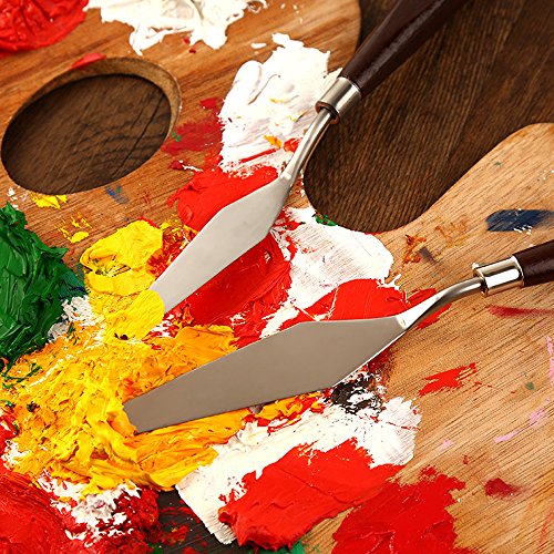 5 pcs Painting Mixing Scraper, Marrywindix Stainless Steel Spatula Palette Knife Oil Painting Accessories Color Mixing