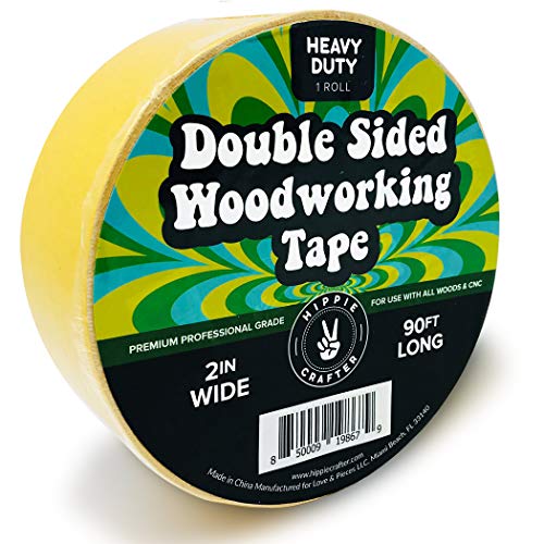 Wide Double Stick Tape Double Sided Woodworking Tape Double Sided 2" inch Wide Wood Tape for Woodworkers CNC Machines Routing Templates Strong Double Sided Tape Heavy Duty Sticky Tape 90 Feet