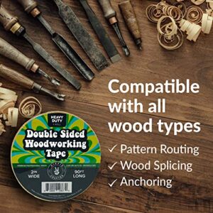 Wide Double Stick Tape Double Sided Woodworking Tape Double Sided 2" inch Wide Wood Tape for Woodworkers CNC Machines Routing Templates Strong Double Sided Tape Heavy Duty Sticky Tape 90 Feet