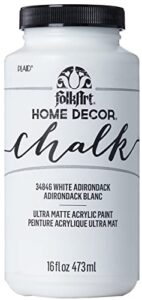 folkart home decor chalk furniture & craft paint in assorted colors, 16 ounce, white adirondack,34846