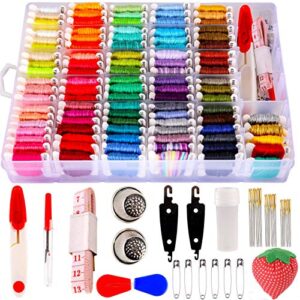 200pcs+ embroidery floss cross stitch threads, friendship bracelet string kit with organizer storage box-included 100pcs friendship bracelet floss, cross stitch tools embroidery kit-christmas deal