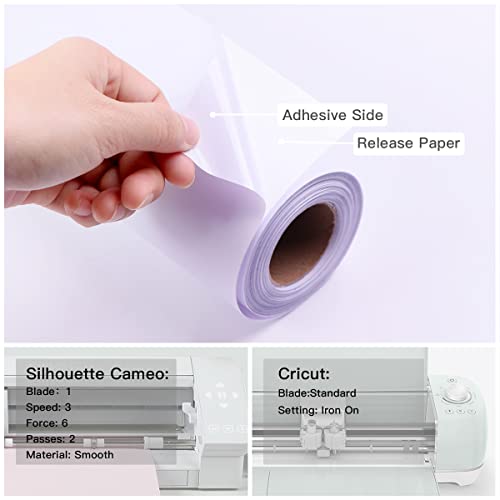 YRYM HT White Adhesive Vinyl Roll – Permanent Adhesive Vinyl Rolls – 12”x50FT White Vinyl Sheets for Cricut, Silhouette and Cameo Cutters