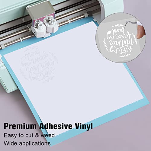 YRYM HT White Adhesive Vinyl Roll – Permanent Adhesive Vinyl Rolls – 12”x50FT White Vinyl Sheets for Cricut, Silhouette and Cameo Cutters