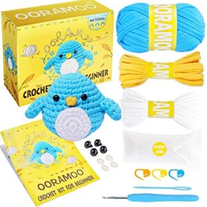 ooramoo crochet kit for beginners – cute bird, beginner crochet starter kit for complete beginners adults, crocheting knitting kit with step-by-step video tutorials