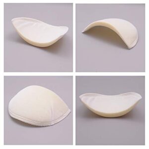 BeeSpring 4 PCS Covered Set-in Shoulder Pads Sewing Foam Polyester Pads (4 White)