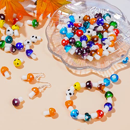 jiebor 50Pcs Mushroom Beads Charms Glass Lampwork Beads Mushroom Ornament for Jewelry Craft Necklace Bracelet Earring Making 12x16mm