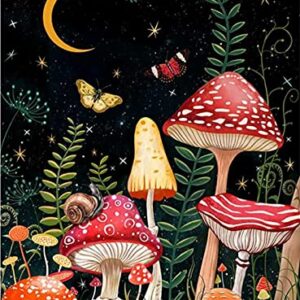 Diamond Painting Kits for Adults, 5D DIY Full Drill Round Art Gems Mushroom Forest Diamond Art Perfect for Home Wall Deco Diamond Dotz 12x16inch