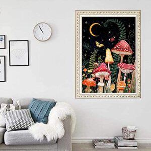 Diamond Painting Kits for Adults, 5D DIY Full Drill Round Art Gems Mushroom Forest Diamond Art Perfect for Home Wall Deco Diamond Dotz 12x16inch