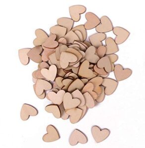 shapenty unfinished blank wooden heart shaped slices discs diy craft pieces for wedding ornaments christmas party embellishment, pack of 100