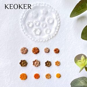 KEOKER Flower Polymer Clay Molds - 4 Pcs Flower & Leaf Polymer Clay Molds for Jewelry Making, Daisy Miniature Clay Molds, Polymer Clay Molds for Polymer Clay Earrings Decoration (Mini Flower & Leaf)